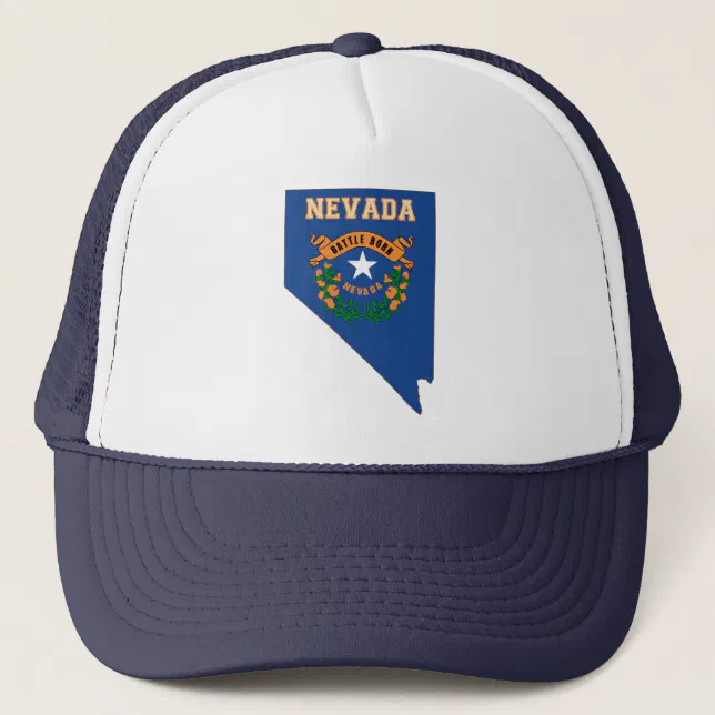 Nevada Silhouette Map Shaped State Flag Trucker Hat | Zazzle
