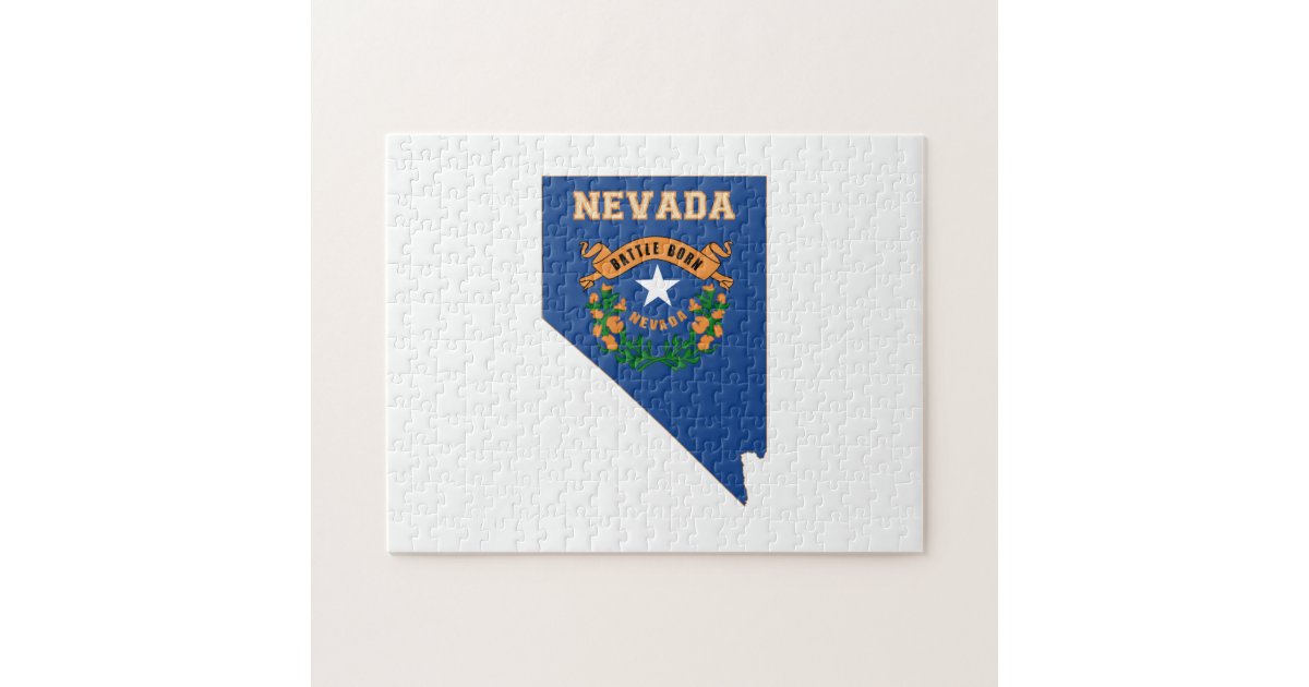Nevada State Flag Map Jigsaw Puzzle | Zazzle