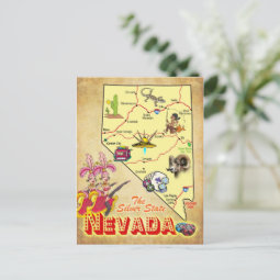 Nevada State Map Postcard | Zazzle