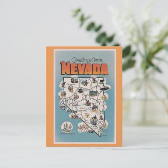Nevada State Map Postcard | Zazzle