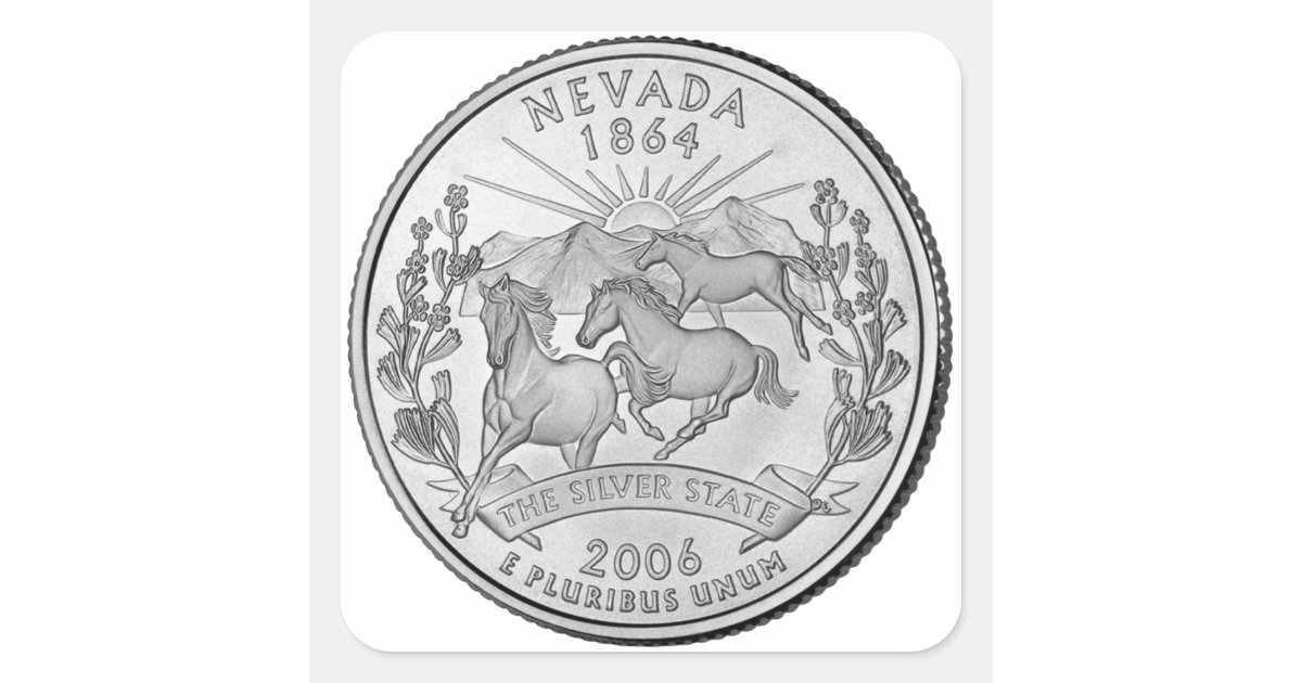 Nevada State Quarter Square Sticker | Zazzle