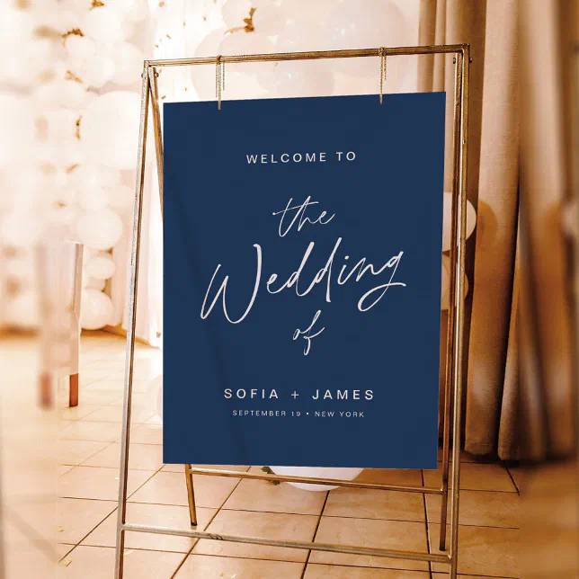 NEVE Navy Blue Wedding Welcome 18x24 Foam Board | Zazzle