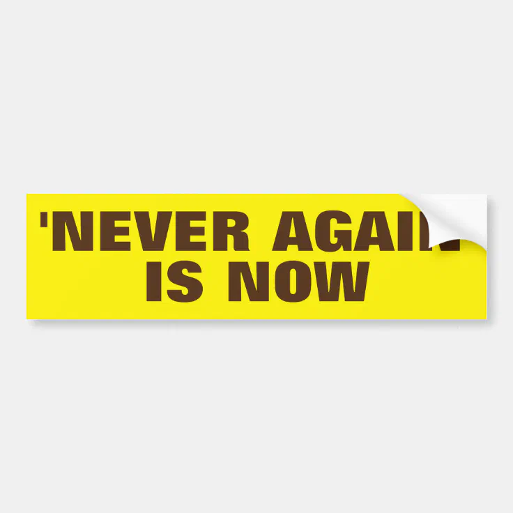 "NEVER AGAIN' IS NOW BUMPER STICKER | Zazzle