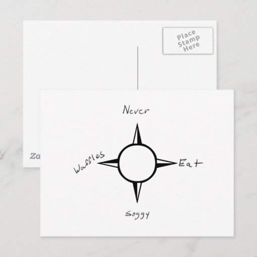 Never Eat Soggy Waffles - Compass Postcard | Zazzle