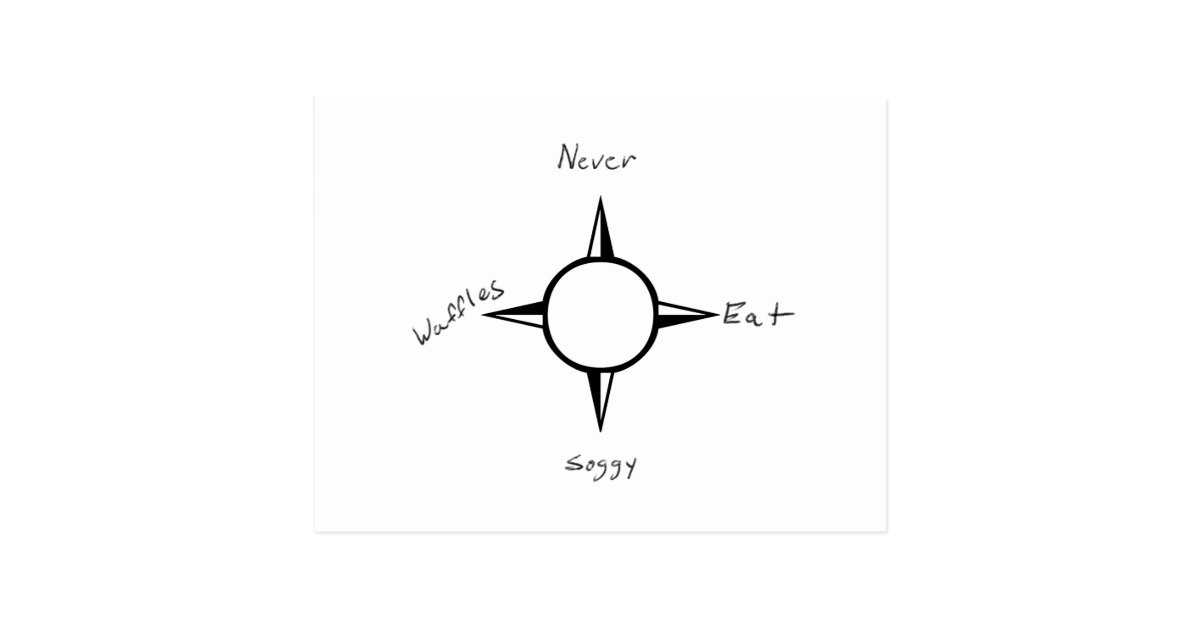 Never Eat Soggy Waffles - Compass Postcard | Zazzle.com