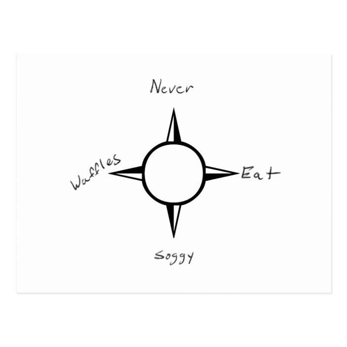 Never Eat Soggy Waffles - Compass Postcard | Zazzle.com