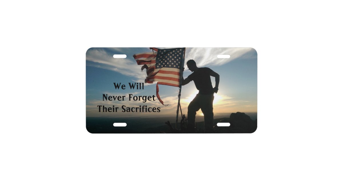 Never Forget Patriotic Front License Plate | Zazzle
