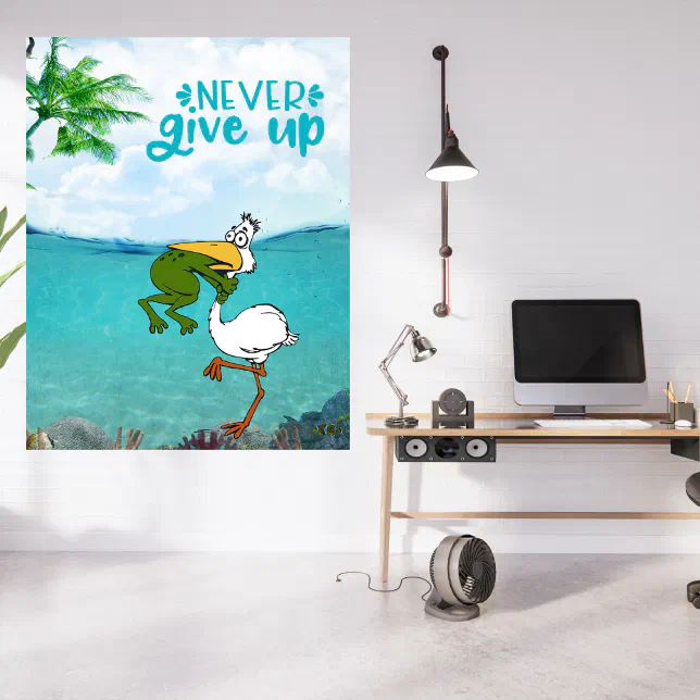 Never Give Up Frog Choking Bird Photo Print | Zazzle