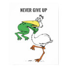 Never Give Up Frog Choking Bird Poster | Zazzle