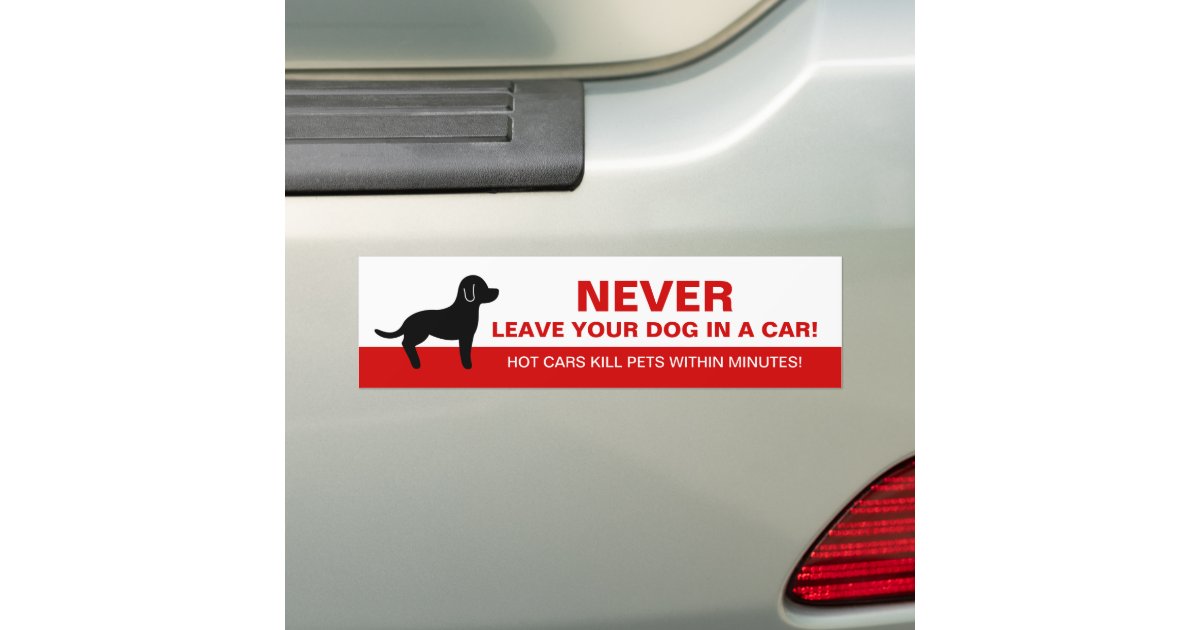 Never Leave Your Dog In A Car With Dog Silhouette Bumper Sticker | Zazzle