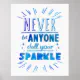"Never let anyone dull your sparkle" motivational Poster | Zazzle