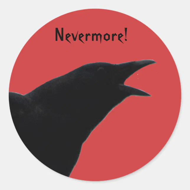 Nevermore Crow Silhouette Classic Round Sticker | Zazzle