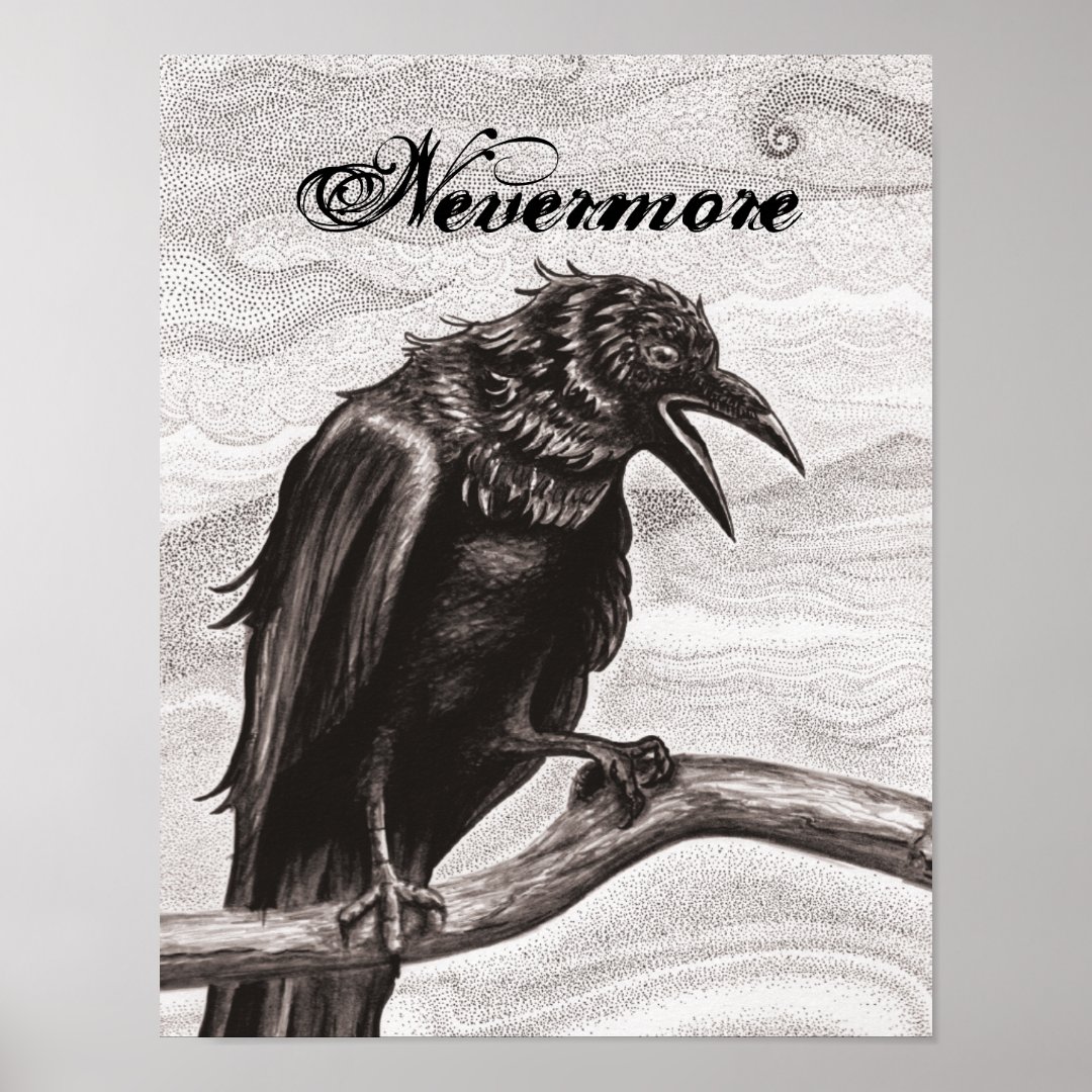Nevermore Raven in the Mist Poster | Zazzle