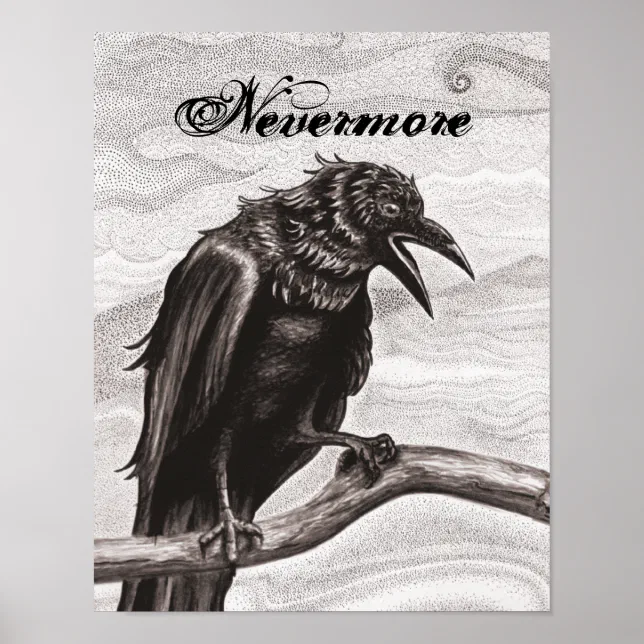 Nevermore Raven in the Mist Poster | Zazzle