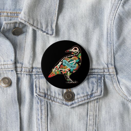 Nevermore Sugar Skull Raven Button | Zazzle