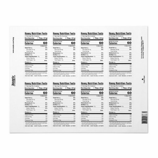 NEW 2020-21 FDA Compliant Nutrition Honey Label | Zazzle