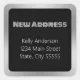 New Address Black and Silver Moving Announcement Square Sticker | Zazzle