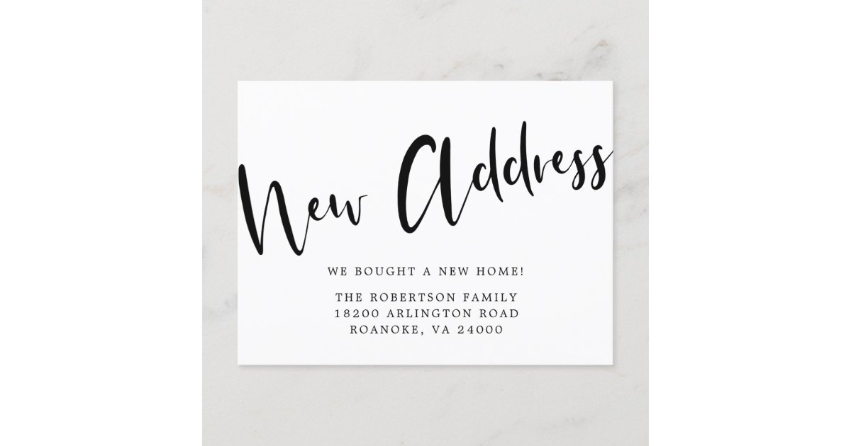 New Address Bold Calligraphy Moving Announcement Postcard | Zazzle