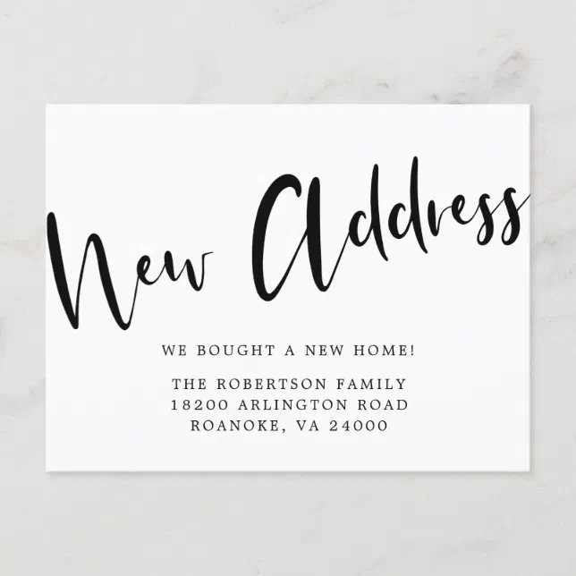 New Address Bold Calligraphy Moving Announcement Postcard | Zazzle