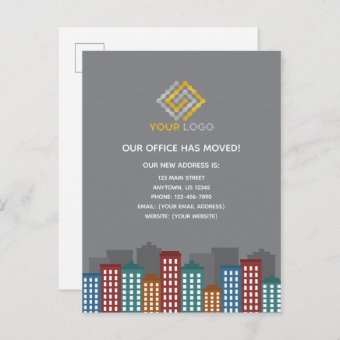 New Address Business Logo Office Moving Postcard | Zazzle
