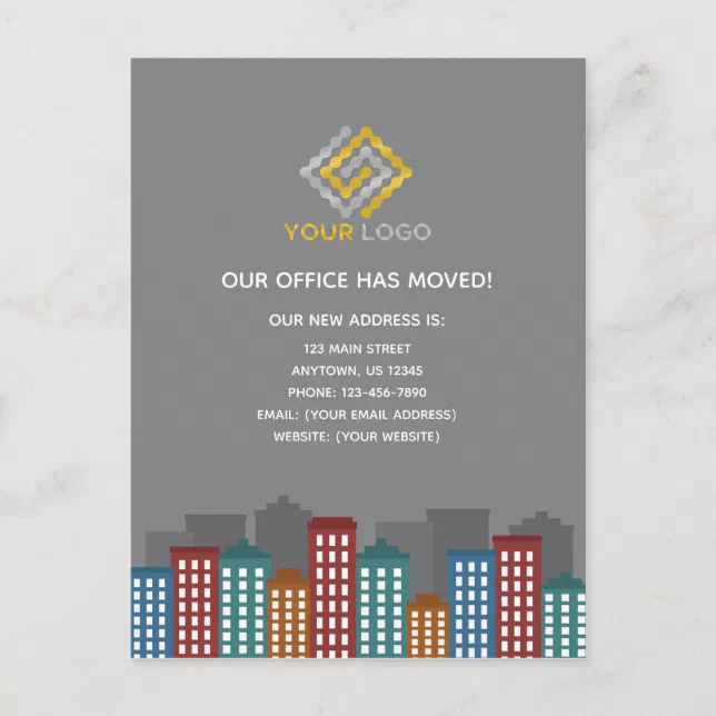 New Address Business Logo Office Moving Postcard | Zazzle