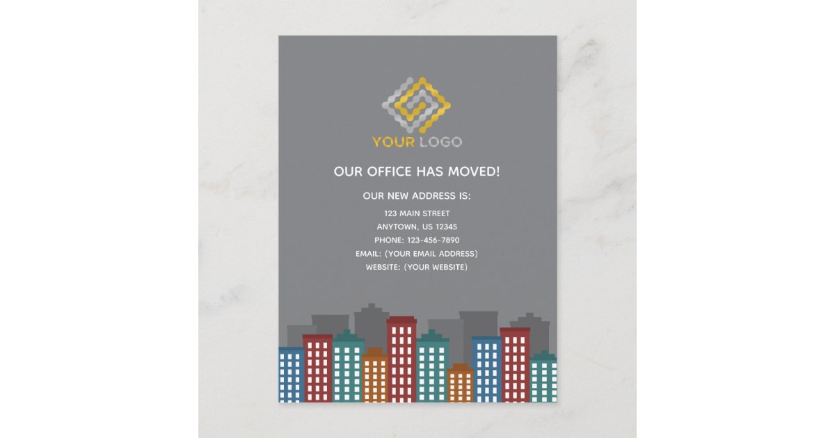 New Address Business Logo Office Moving Postcard | Zazzle