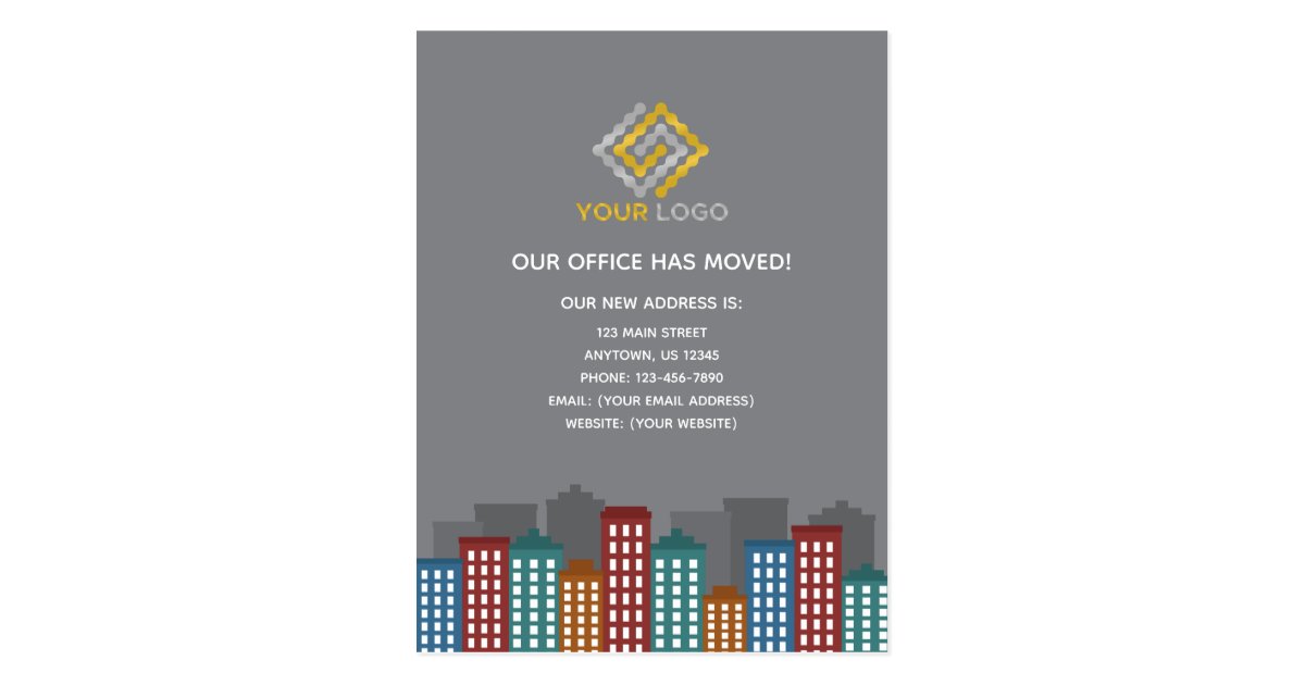 New Address Business Logo Office Moving Postcard | Zazzle.com