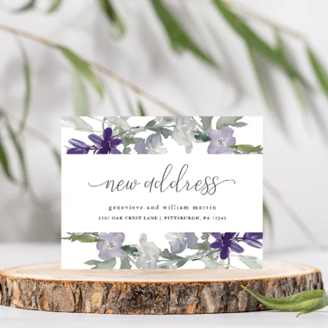 New Address Calligraphy Floral Change of Address Announcement Postcard ...