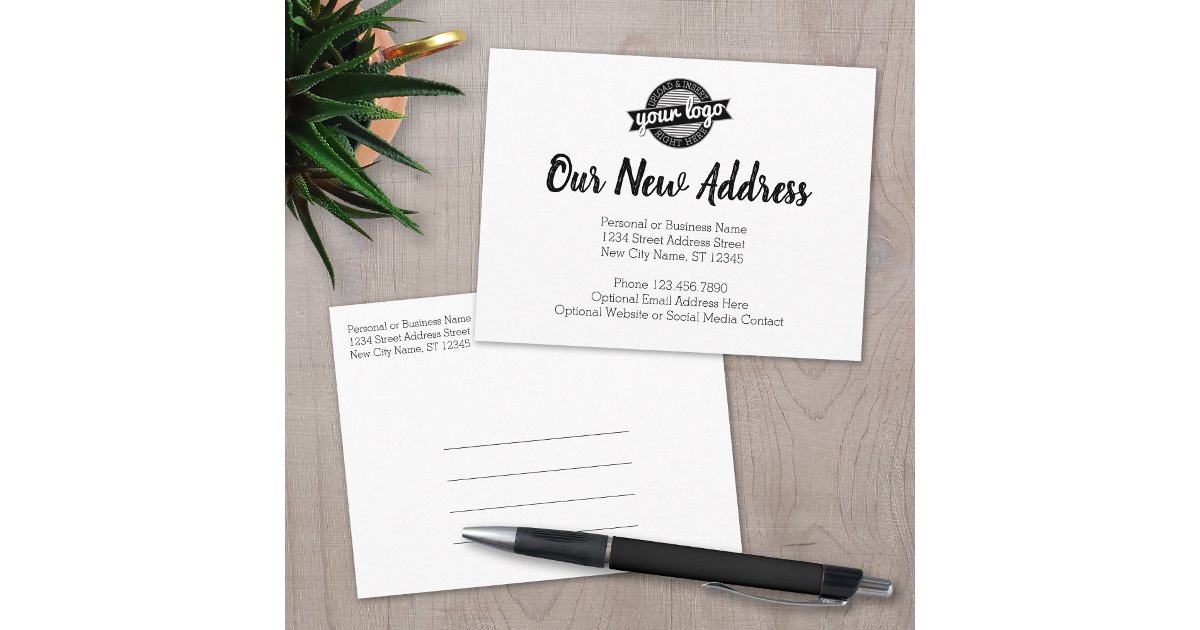 New Address Change with Business Logo Announcement Postcard | Zazzle