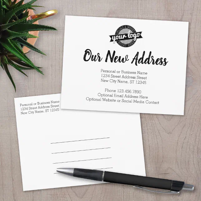 New Address Change with Business Logo Announcement Postcard | Zazzle