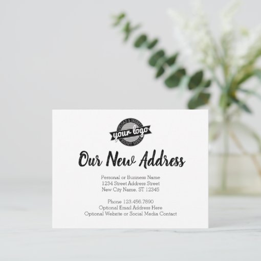 New Address Change with Business Logo Announcement Postcard | Zazzle