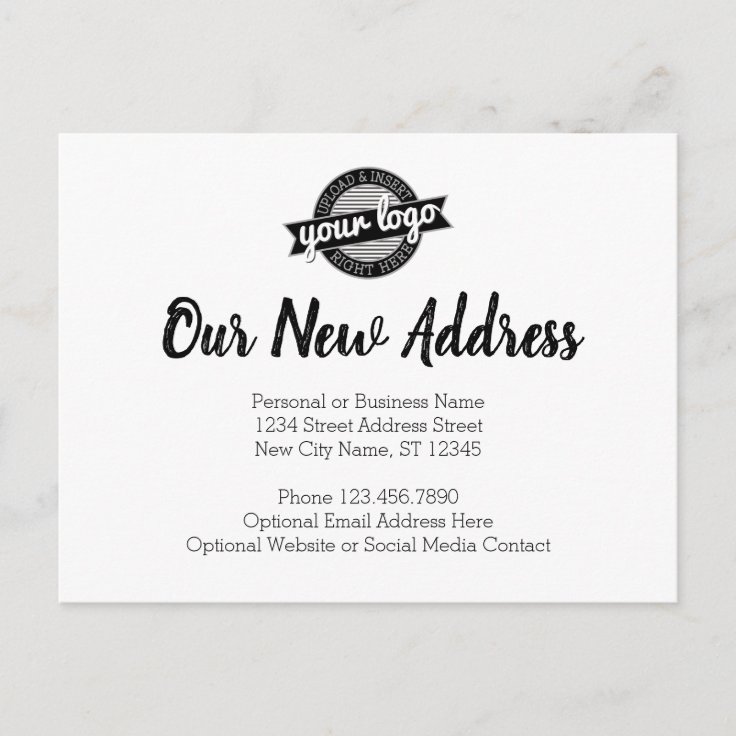 New Address Change with Business Logo Announcement Postcard | Zazzle