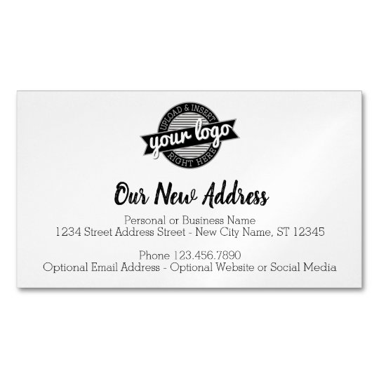 New Address Change with Business Logo Business Card Magnet | Zazzle.com