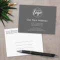 New Address Change with Business Logo Gray Announcement Postcard | Zazzle