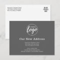 New Address Change with Business Logo Gray Announcement Postcard | Zazzle