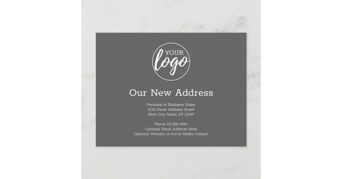 New Address Change with Business Logo Gray Announcement Postcard ...