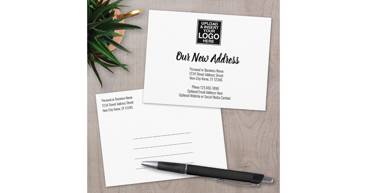 New Address Change with Business Logo Script Announcement Postcard | Zazzle