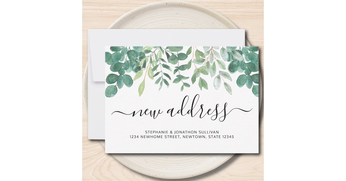 New Address Eucalyptus Greenery Announcement | Zazzle