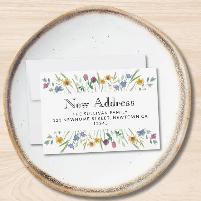 New Address Floral Moving Announcement Mini Card | Zazzle