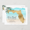 New Address Florida Map Beach Scene Moving Announcement Postcard | Zazzle
