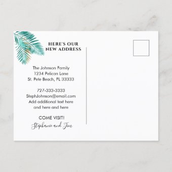 New Address Florida Map Gold Heart Moving Announcement Postcard | Zazzle