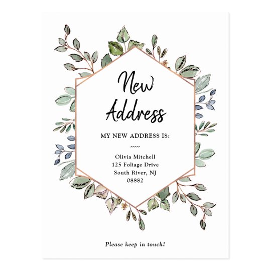 New Address Geometric Foliage Moving Announcement Postcard | Zazzle.com