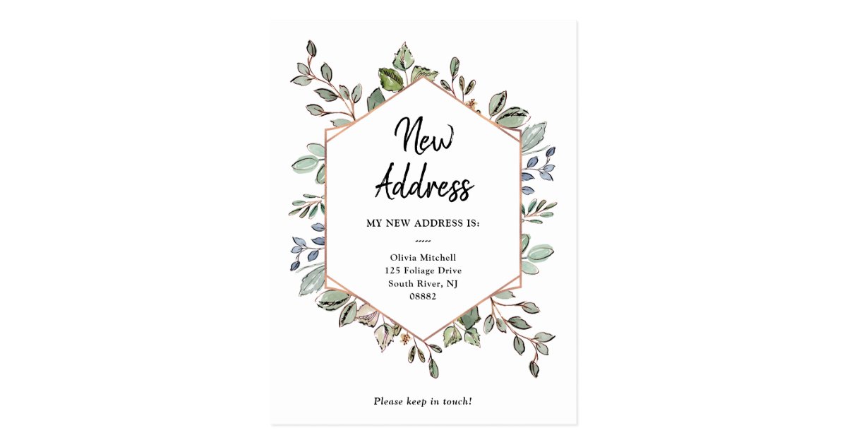 New Address Geometric Foliage Moving Announcement Postcard | Zazzle.com