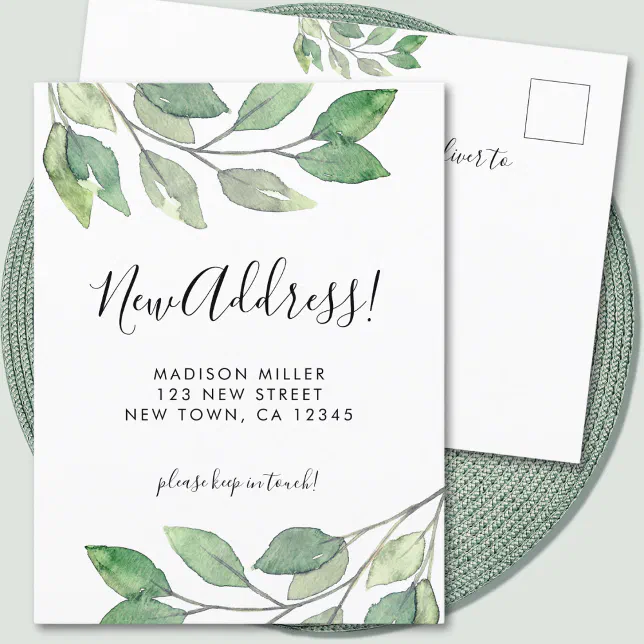 New Address Greenery Moving Announcement Postcard | Zazzle