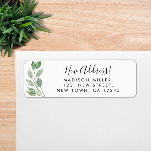 New Address Greenery Return Address Label | Zazzle