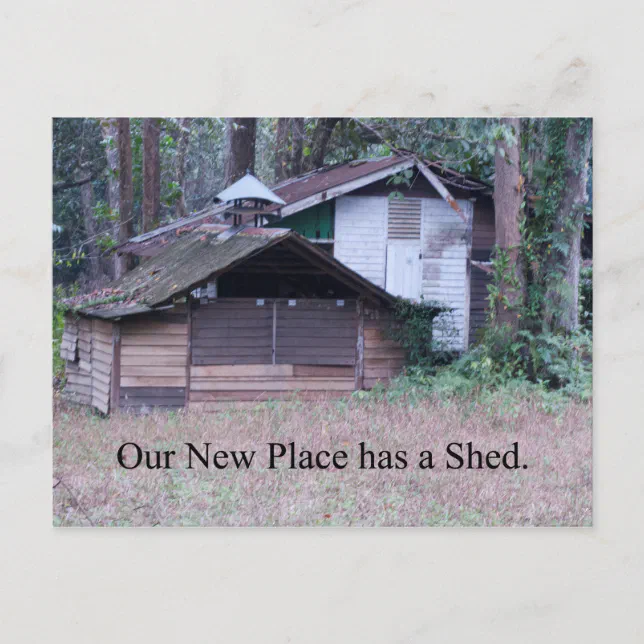 New Address has Shed Funny Change of Address Announcement Postcard | Zazzle