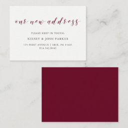 New Address Insert | Elegant Typography in Marsala | Zazzle