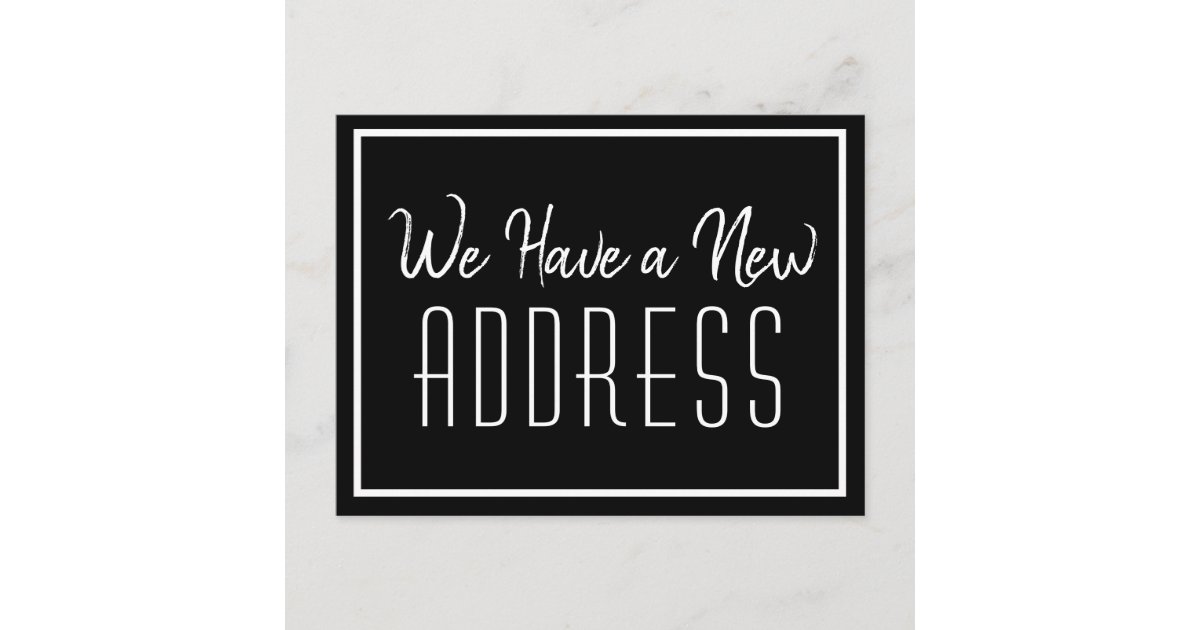 New Address Minimalist Black White Business Announcement Postcard | Zazzle