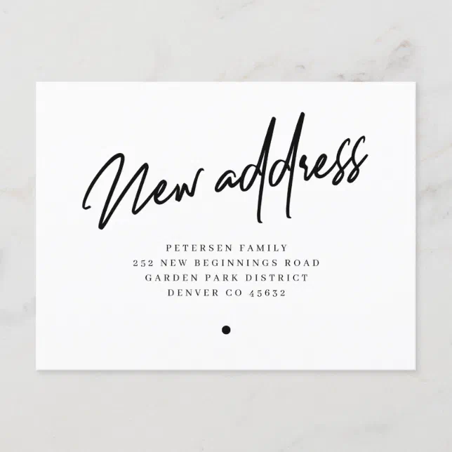New address modern script moving announcement postcard | Zazzle