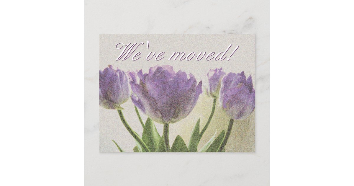 New address postcards with purple tulips print | Zazzle